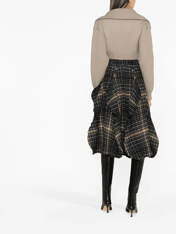 CHARLES JEFFREY Check Pattern Midi Skirt