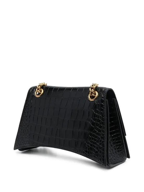 Balenciaga Small Crush Crocodile-embossed Shoulder Bag - Black