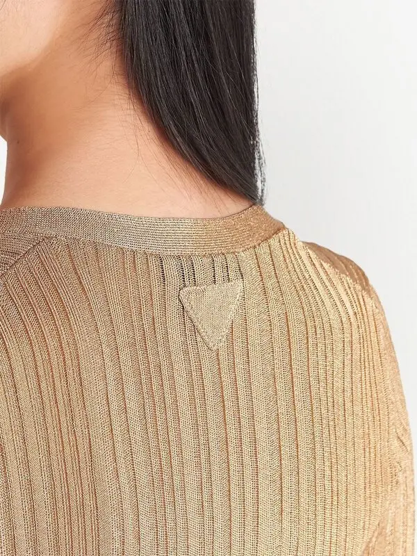 Prada V-neck Lamé Cardigan