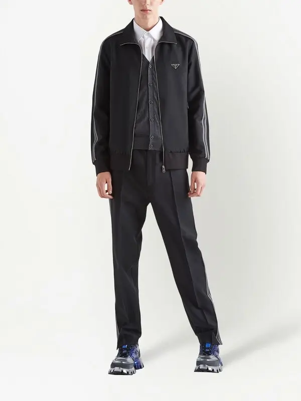 Prada Triangle-Logo Blouson Jacket - Black | Editorialist