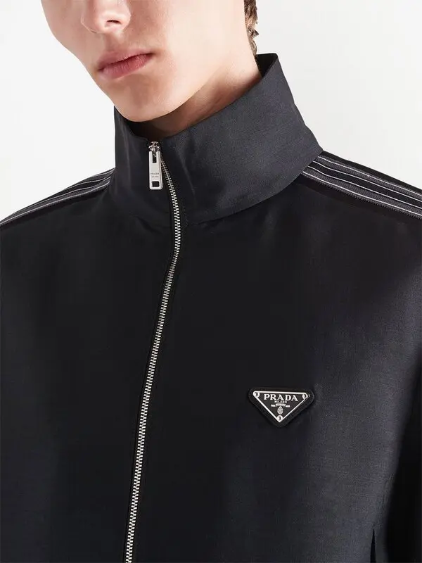 Prada Triangle-Logo Blouson Jacket - Black | Editorialist