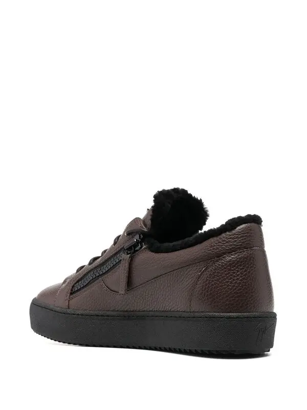 GIUSEPPE ZANOTTI Leather Low Top Sneakers - Brown