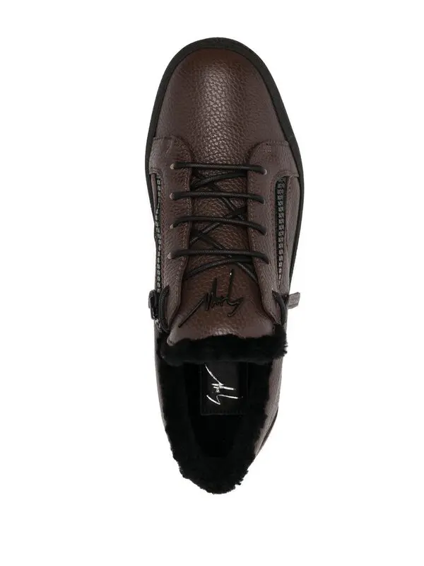 GIUSEPPE ZANOTTI Leather Low Top Sneakers - Brown