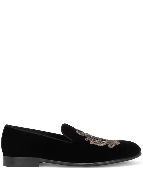 Dolce & Gabbana Embroidered Velvet Slippers