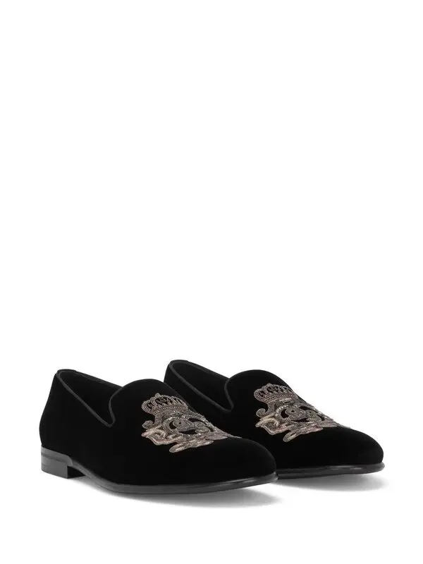 Dolce & Gabbana Embroidered Velvet Slippers