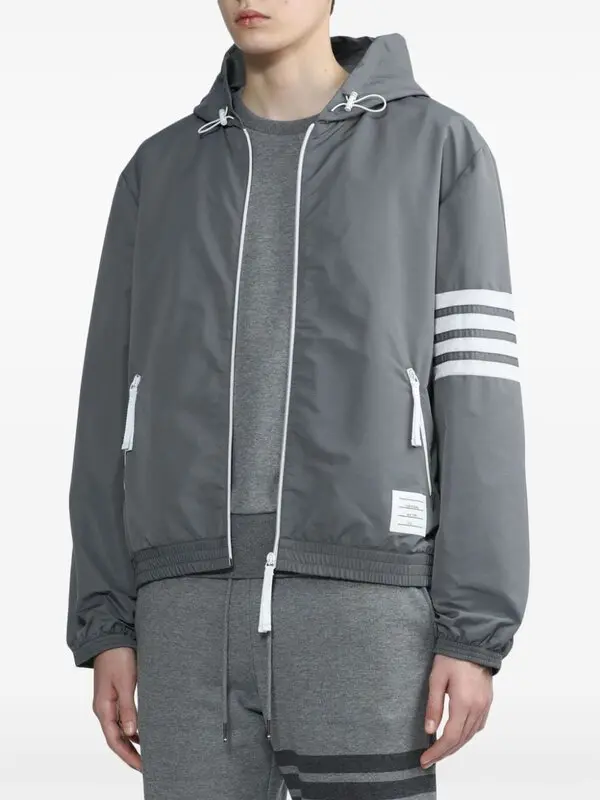 Thom Browne 4-bar Stripe Hooded Jacket - Grey