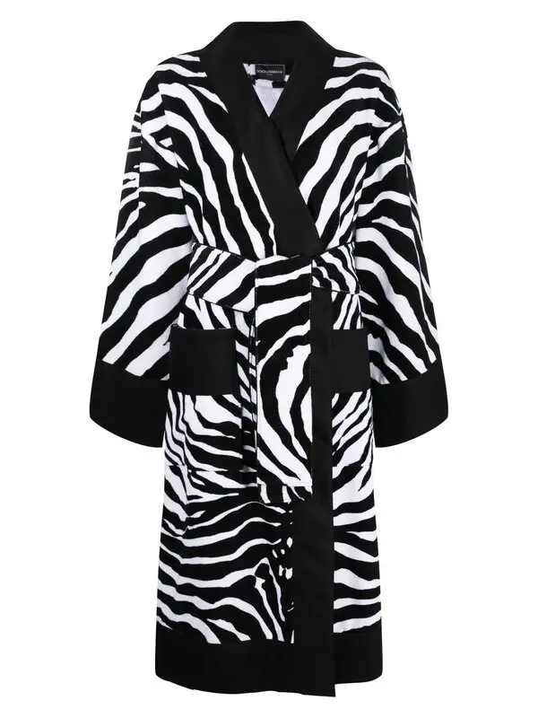 Dolce & Gabbana Zebra Print Bathrobe - Black