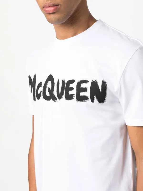Alexander Mcqueen Logo-Print Short-Sleeved T-Shirt In White - 52
