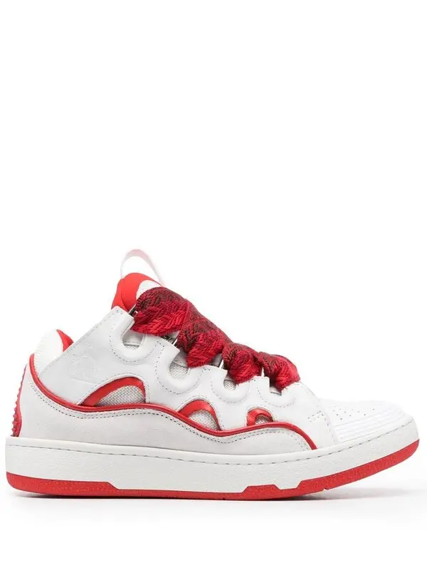LANVIN Curb Panelled Lace-up Sneakers - White