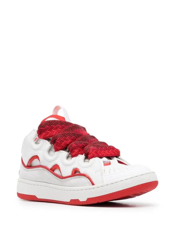 LANVIN Curb Panelled Lace-up Sneakers - White