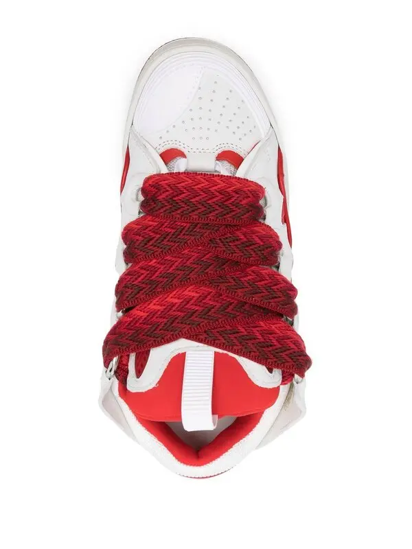 LANVIN Curb Panelled Lace-up Sneakers - White
