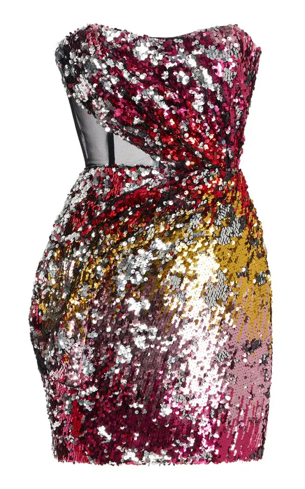 knee length dresses for ladies Women's All Glam Now Halter Sequin Mini Dress in Champagne main image 0