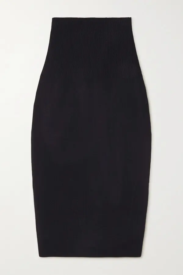 Victoria Beckham Vb Body Ribbed Stretch-knit Midi Skirt