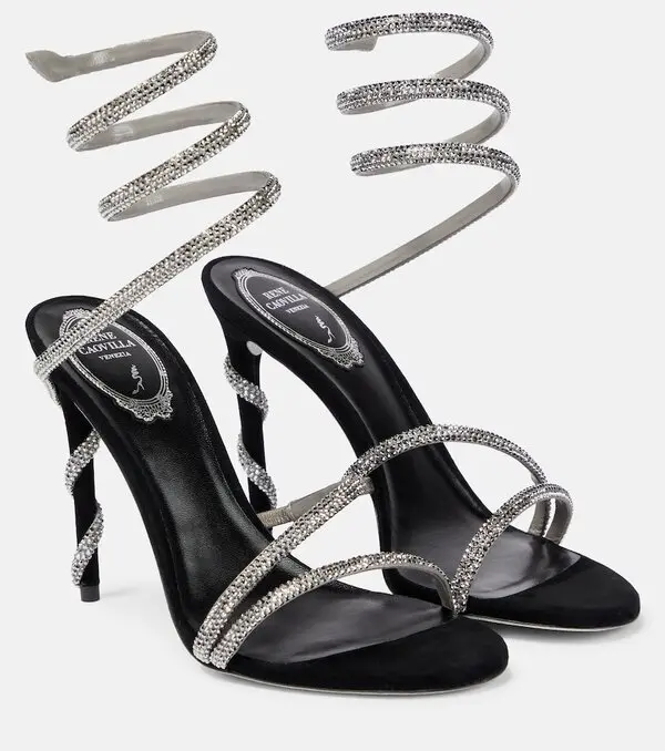 Rene Caovilla Cleo Crystal-embellished Velvet Sandals