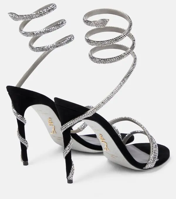 Rene Caovilla Cleo Crystal-embellished Velvet Sandals