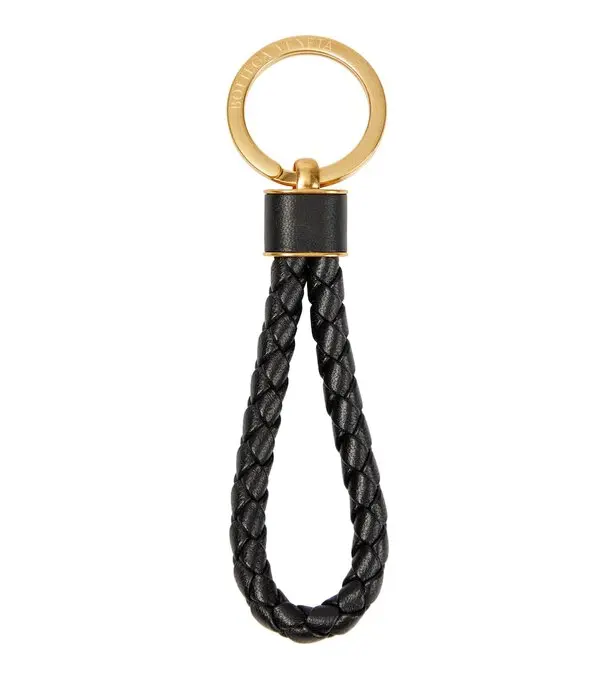 Bottega Veneta Intreccio Leather Keyring - Black