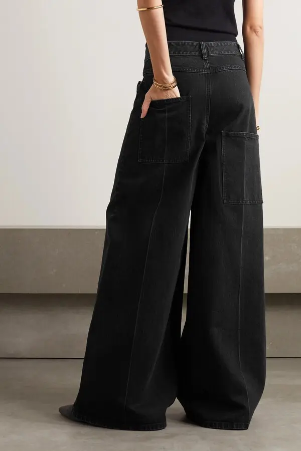 Tibi Pleated High-rise Wide-leg Jeans