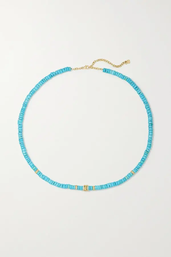 SYDNEY EVAN Lucky Icon 14-karat Turquoise And Diamond Necklace - Blue