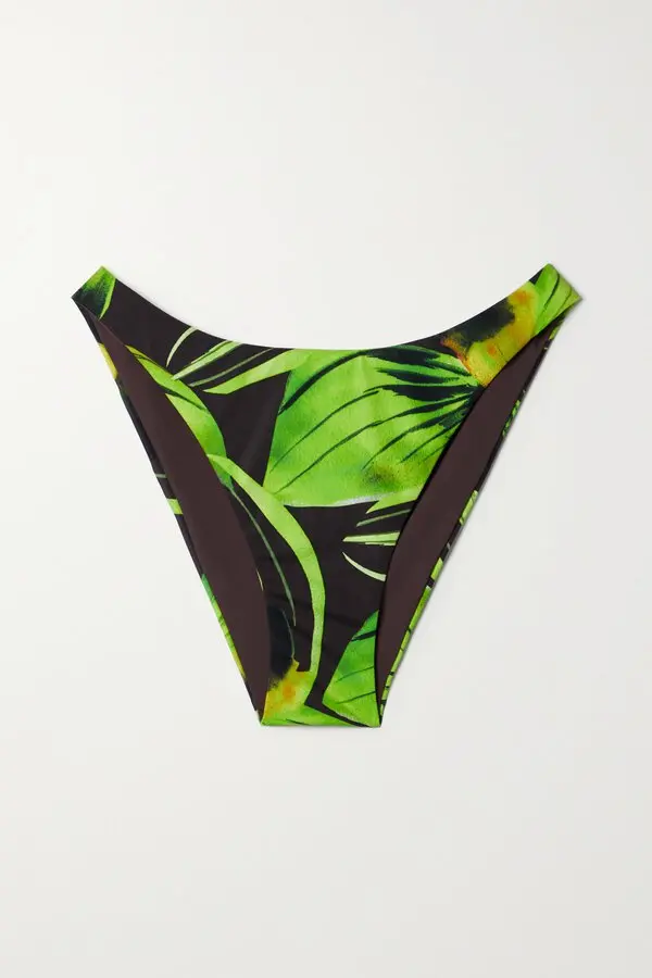 LOUISA BALLOU Printed Stretch Bikini Briefs - Green