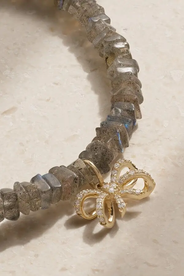 SYDNEY EVAN 14-karat Labradorite And Diamond Bow Bracelet