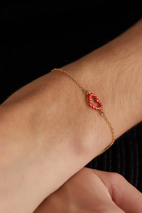 Alison Lou Heart Streamer 14-karat And Enamel Bracelet