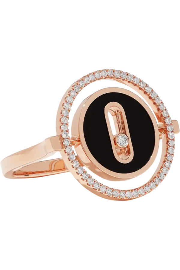 Messika Lucky Move 18-karat Rose Onyx And Diamond Ring - Gold
