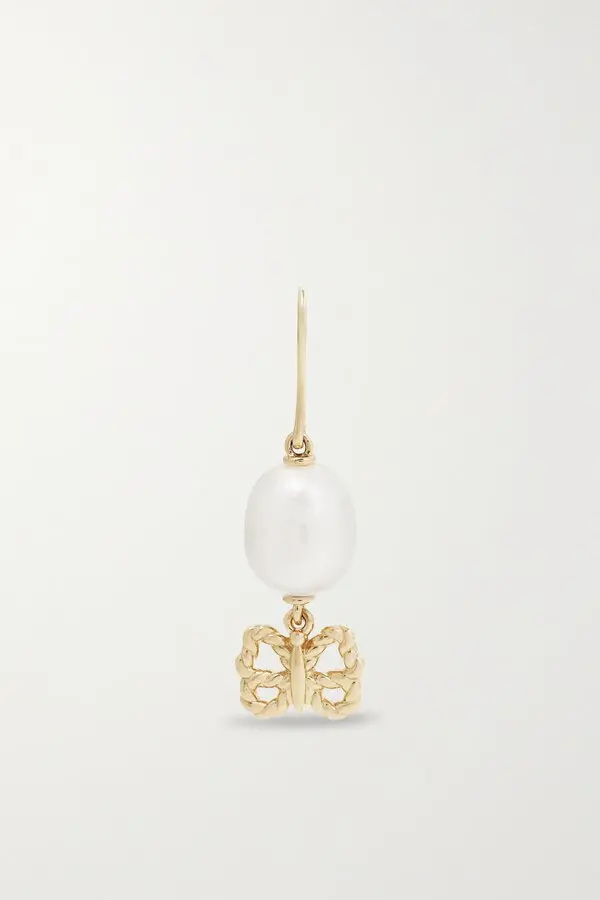 Alison Lou Butterfly Streamer 14-karat Pearl Single Earring - Gold