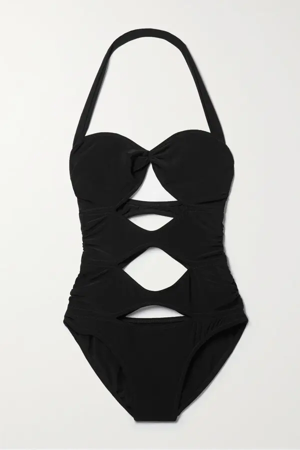 Norma Kamali Mio One-shoulder Cutout Ruched Stretch Swimsuit