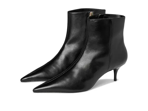 Schutz Mikki Mid Pointed Toe Stiletto Heel Ankle Boots - Black