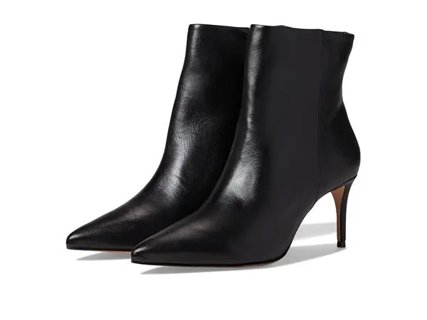 Schutz Mikki Mid Pointed Toe Stiletto Heel Ankle Boots - Black