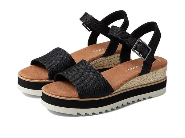 Toms Diana Platform Wedge Sandals - Black