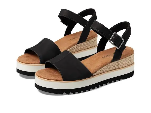 Toms Diana Platform Wedge Sandals - Black