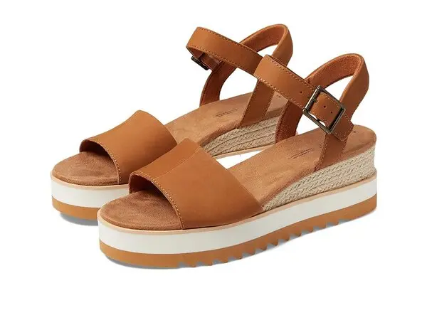 Toms Diana Platform Wedge Sandals - Tan
