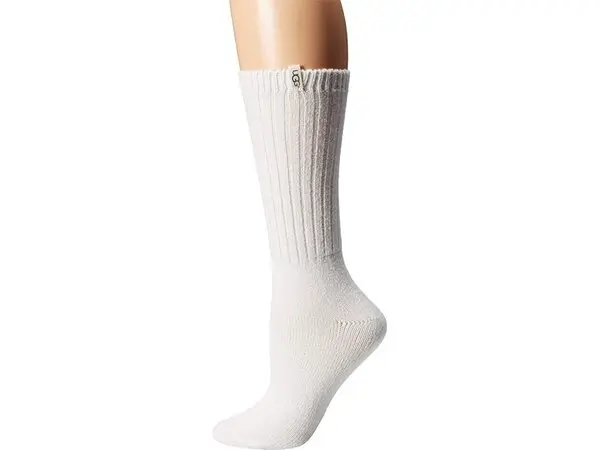 UGG Rib Knit Slouchy Crew Socks - White