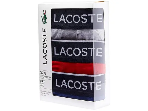Lacoste Trunks 3-pack Casual Lifestyle All Over Print Croc Underwear Methylene/silver Chine/red