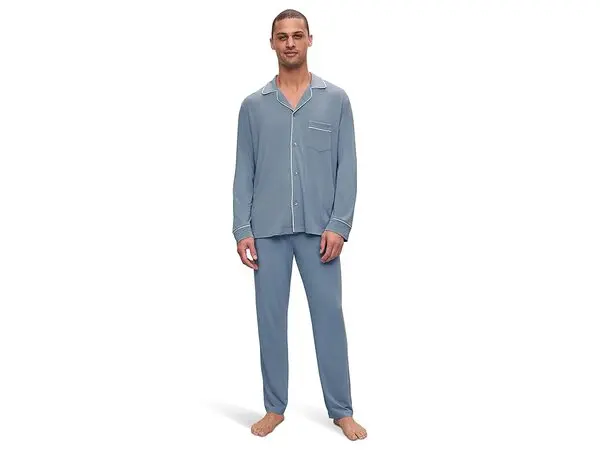 Eberjey The William Modal Long Pj Set Pajama Sets Slate - Blue
