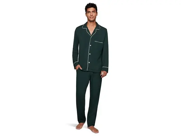 Eberjey William Printed Tenceltm Modal Long Pj Set Pajama Sets - Pine/ivory