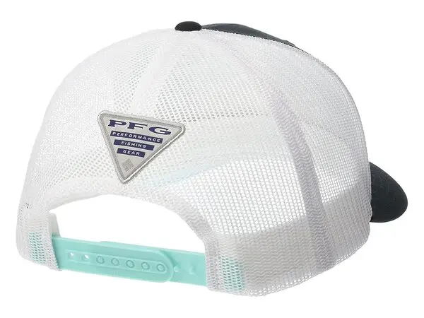 Columbia Pfg Mesh Snapback Ball Cap With Fish Flag Applique - Black