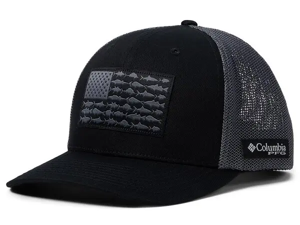 Columbia Pfg Mesh Fish Flag Baseball Cap - Black