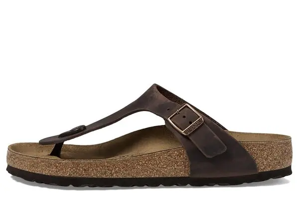 BIRKENSTOCK Gizeh Oiled Leather Thong Sandals - Brown