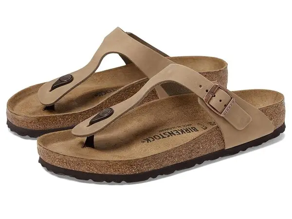 BIRKENSTOCK Gizeh Oiled Leather Thong Sandals - Brown
