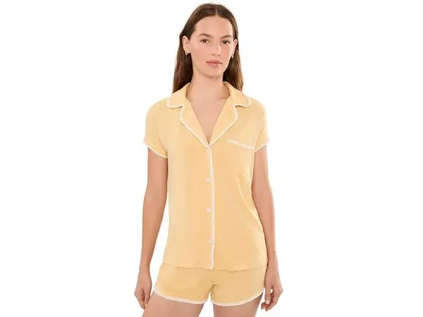 Eberjey Frida Tenceltm Modal Shorties Pj Set Pajama Sets Lavender Dusk/ivory - Orange