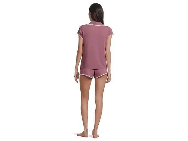 Eberjey Frida Tenceltm Modal Shorties Pj Set Pajama Sets Ivory/navy - Red