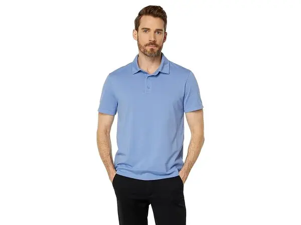Vince Garment Dye Short Sleeve Polo Clothing - Blue