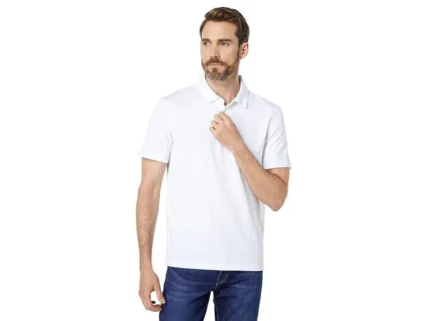 Vince Garment Dye Short Sleeve Polo Clothing Optic - White