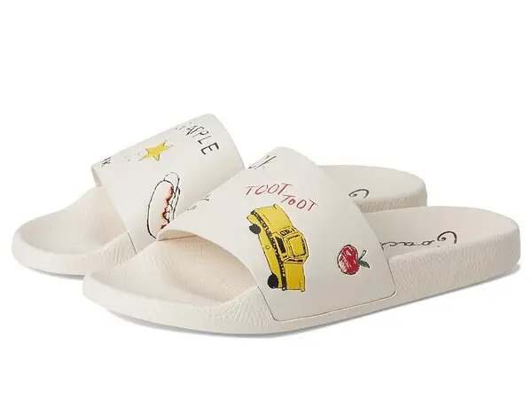 COACH Udele Signature Print Slide Sandals - White