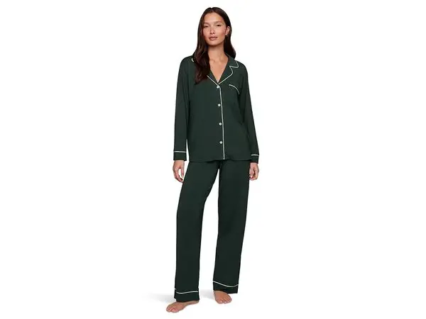 Eberjey Gisele Tenceltm Modal Long Pj Set Pajama Sets Seagrass - Black