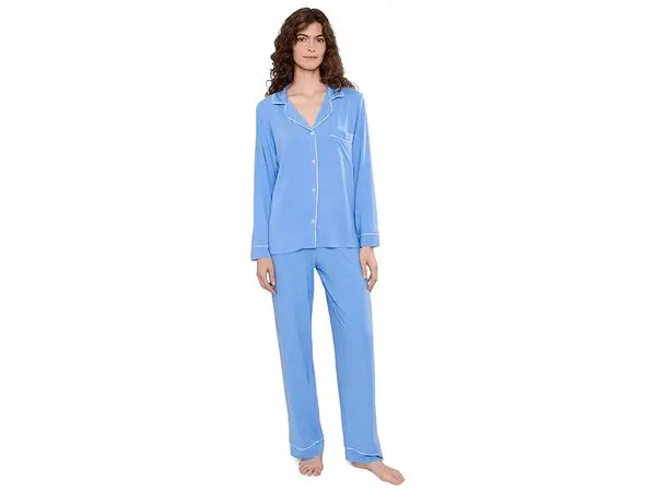 Eberjey Gisele Tenceltm Modal Long Pj Set Pajama Sets Holly /ivory - Blue