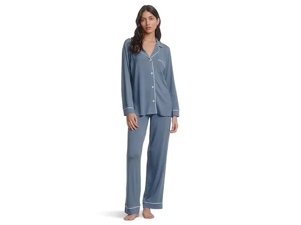 Eberjey Gisele Tenceltm Modal Long Pj Set Pajama Sets Holly /ivory - Blue