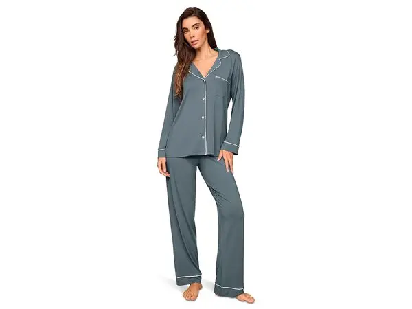 Eberjey Gisele Tenceltm Modal Long Pj Set Pajama Sets Seagrass - Blue